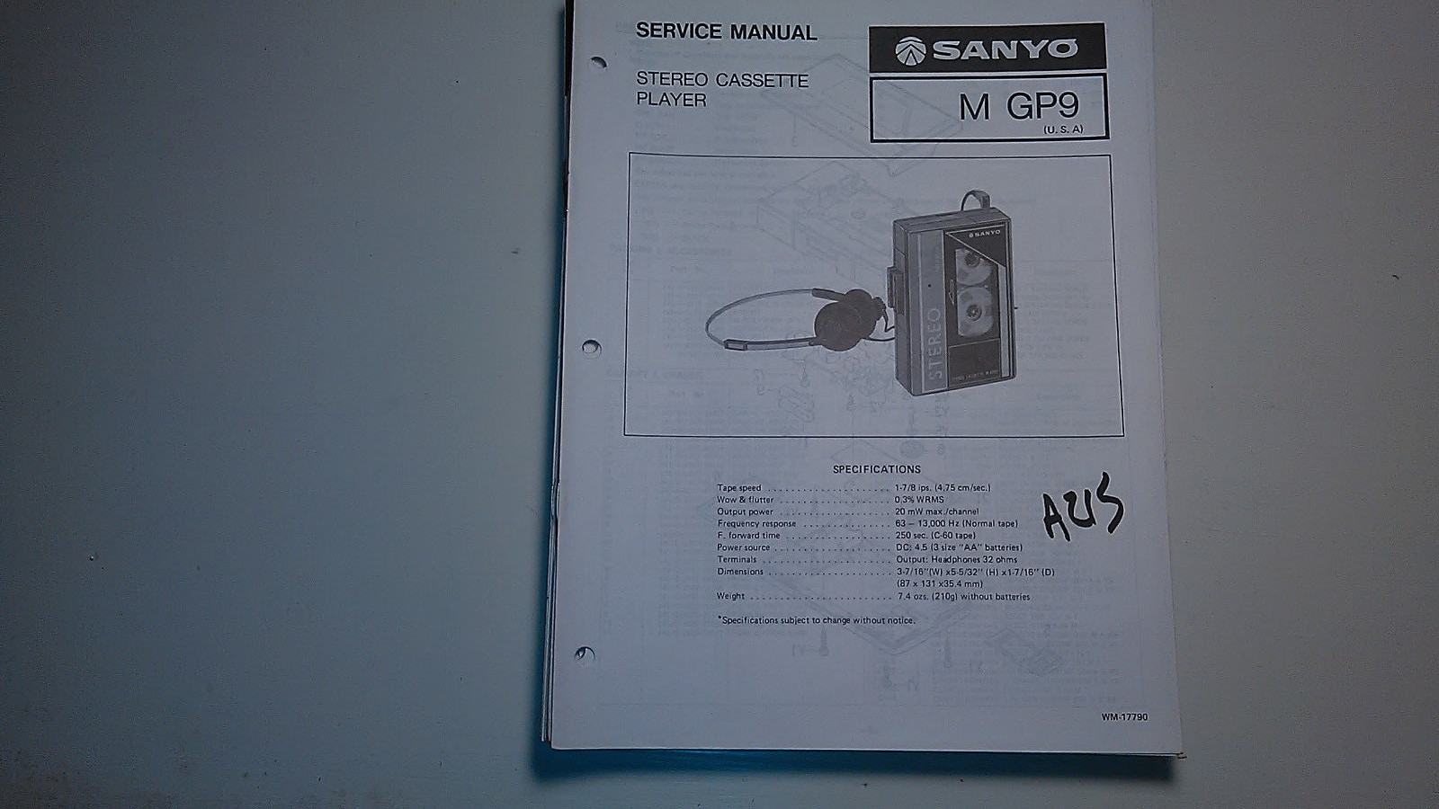 Sanyo mgp 9 service manual original repair book stereo tape player ...