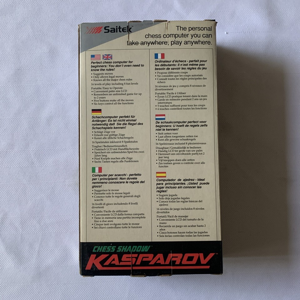 1990 Saitek Chess Shadow Kasparov Portable Electronic Chess Computer ...