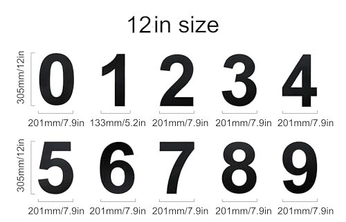 12 Inch Black Stainless Steel House Numbers for Outside Door Number 4 ...