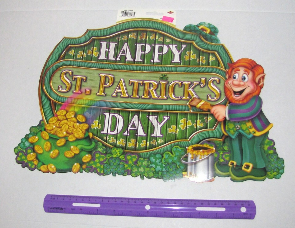 Happy St. Patrick's Day Sign Cutout #33397, 1 piece, 17 inch x 11.5 ...