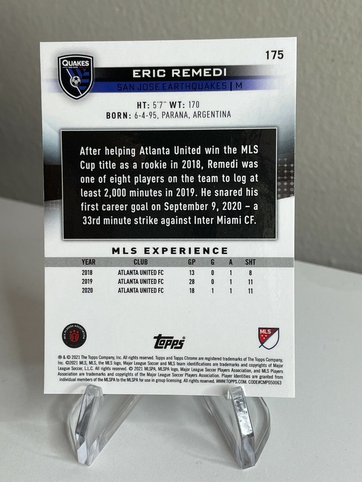 Eric Remedi 2021 Topps Chrome SAPPHIRE Major League Soccer MLS #175 ...