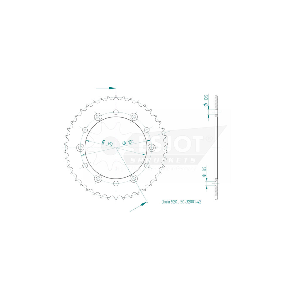 Sprocket Rear 520-42T Steel for YAMAHA WR 450 F 2009 2010 2011 2012 ...