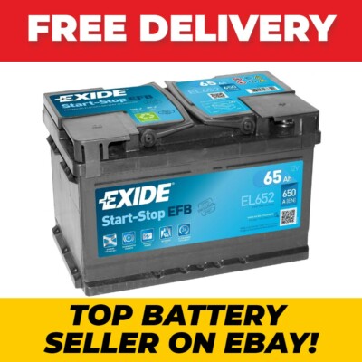 EXIDE EL652 100 EFB Stop/Start Car Battery 12V 65AH 650CCA Low Case 096 ...