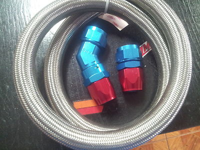 -20AN Steel Braided Radiator Hose Kit -20 Straight -20 45 Degree Hose ...