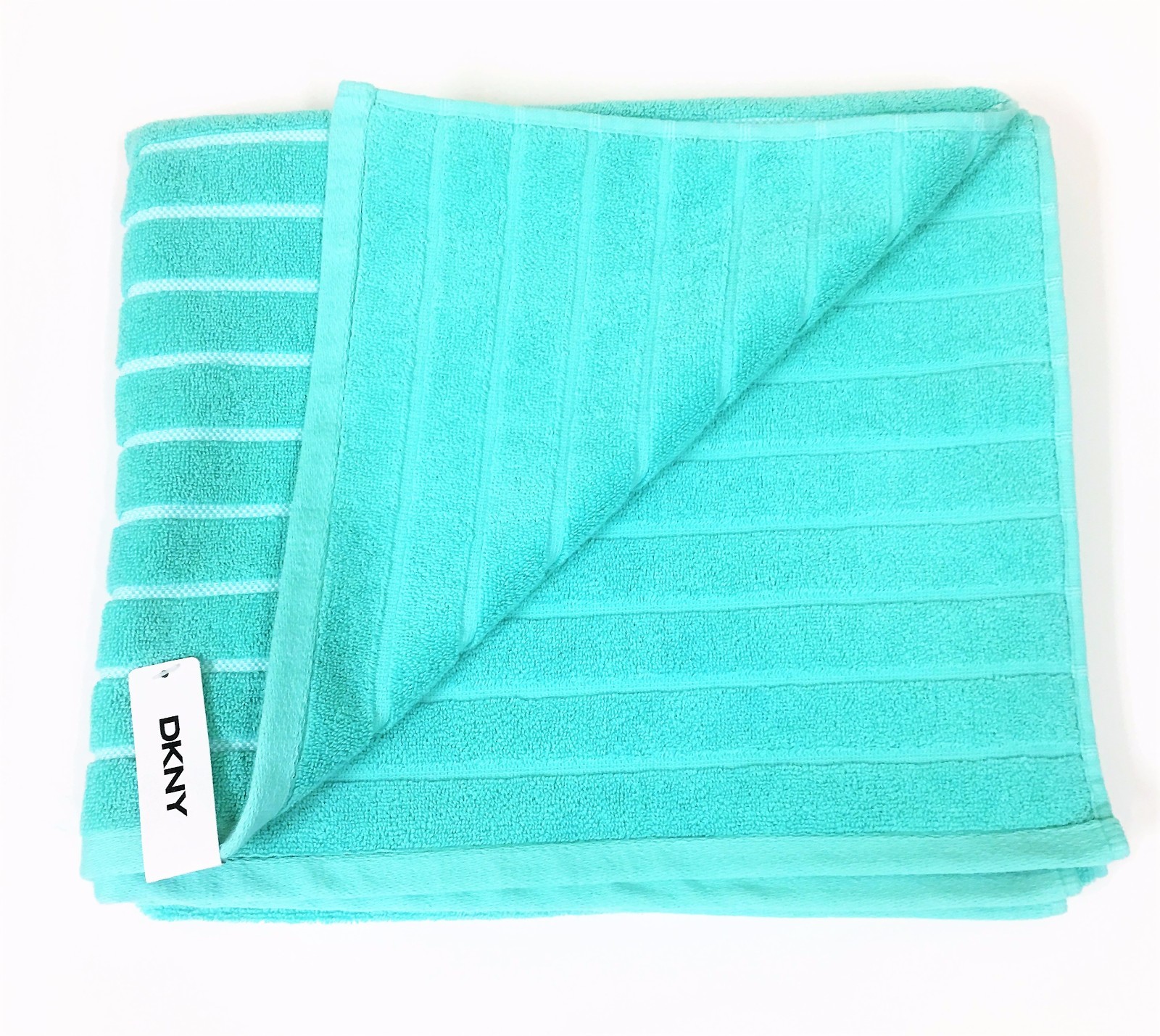 NEW DKNY TURQUOISE,TEAL BLUE+WHITE STRIPED BATH,BEACH TOWEL | eBay UK