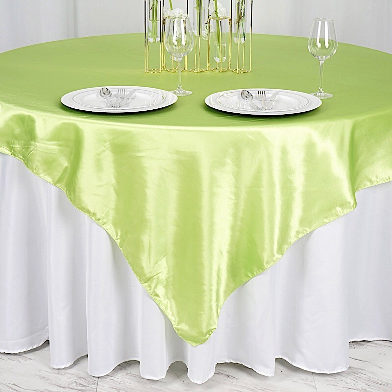 6 Pack 72" Square SATIN Table OVERLAYS Wedding Table Linens Decorations ...