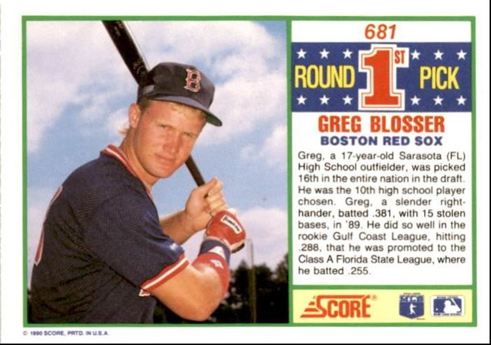 1990 Score Greg Blosser Rookie Boston Red Sox #681 | eBay