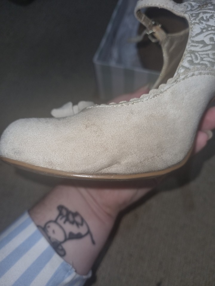 Ruby Shoo Emily Cream And Gold Shoes In Size 8 Lightly Worn | eBay UK