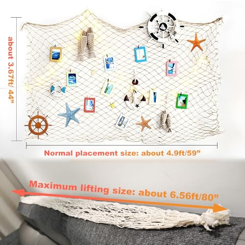 2 Pack Fish Net Decorations for Party,Natural Cotton Hawaiian Party ...