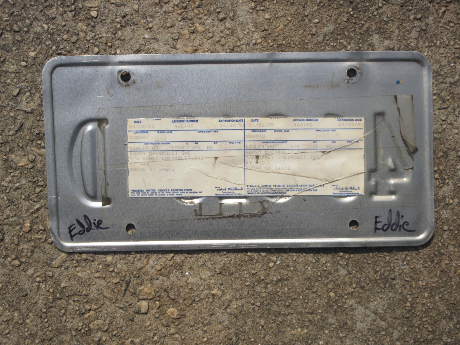 1998 Virginia Dealer License Plate 46818D | eBay