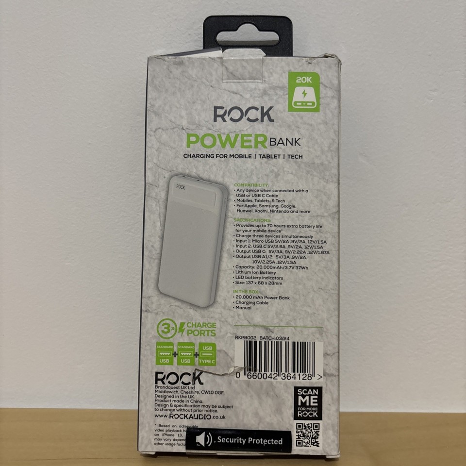 POWER BANK Charging for mobile /tablet /tech-20,000mAh 3 charge ports ...