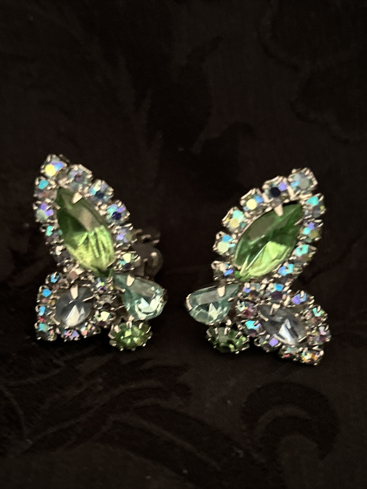 Vtg WEISS Icy Blue, Green & Clear Iridescent Rhinest… - Gem