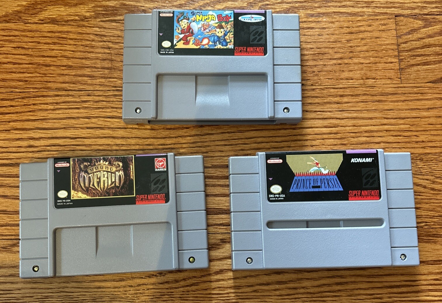 Lot of 3 SNES Games (Tested): Super Ninja Boy, Prince Of Persia, Young ...