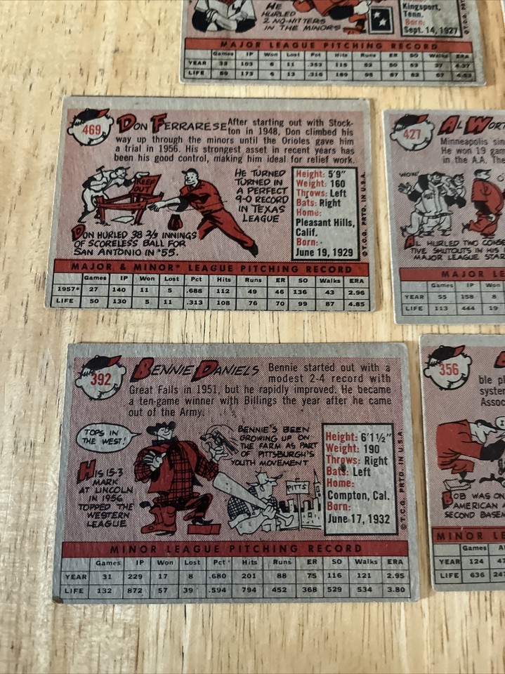 Lot Of 8 Different Autograph Signed 1958 Topps Baseball Cards Vintage ...