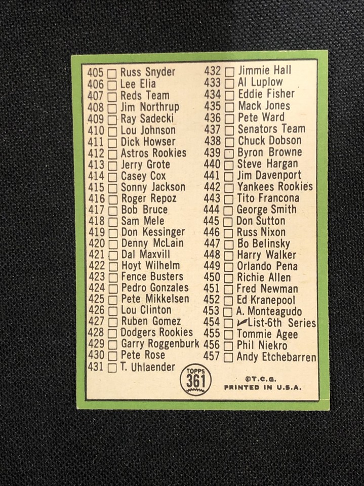 1967 Topps Baseball #361 5th Series Checklist NM ROBERTO CLEMENTE ...