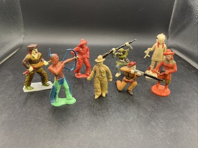 Lot Of 8 Mini Western Toy Figures Cowboys Indians | eBay