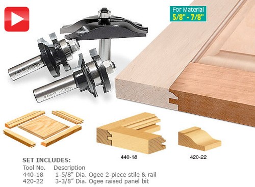 Amana Timberline Trs-260 3 Router Bit Set for OGEE Raised Panel Cabinet ...