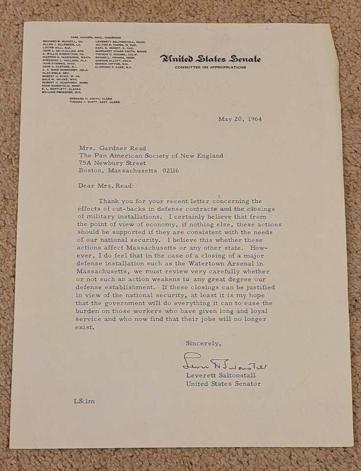 CIVIL RIGHTS LETTERS DEFENSE VOTING SENATOR SIGNED 1963 1964 ...