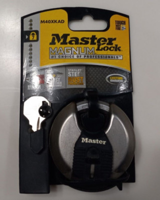 MASTER LOCK MAGNUM Model M40XKAD Padlock w/ Key Stainless Steel Level 7 ...