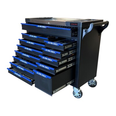 US PRO TOOL CHEST BOX WITH TOOLS TRAYS 13 DRAWER ROLLER CABINET 324PC ...