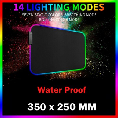 RGB Gaming Mouse Pad Led Mouse Mat 14 Lighting Modes Waterproof 14x10in ...