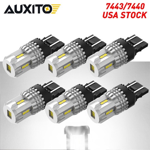 6x AUXITO 7443 LED Reverse Brake Turn Signal Parking Light Bulb 6000K ...
