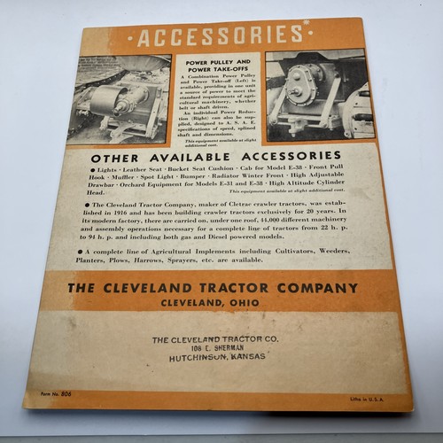 Vintage Cletrac Model E Brochure Form No.806 | eBay