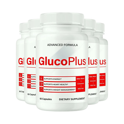 5-Pack GlucoPlus Blood Optimizer, Gluco Plus Blood Support Pills - 300 ...