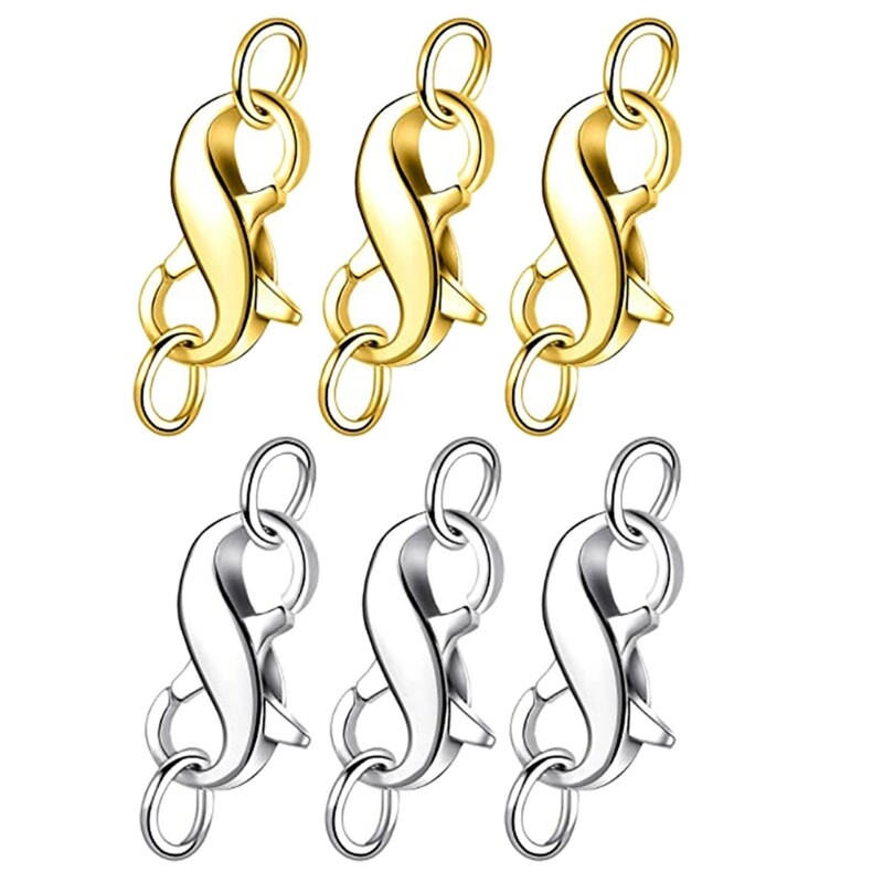 3x Practical Double Opening Lobster Claw Clasps Lock Necklace Connector ...
