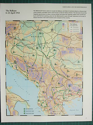 WW2 WWII MAP ~ BATTLE PLAN BALKANS 6-23 APRIL 1941 GERMAN FRONT LINE ...