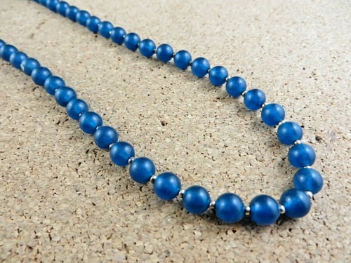 New Peacock Blue Apatite 925 Sterling Silver 18" Round beaded Necklace ...