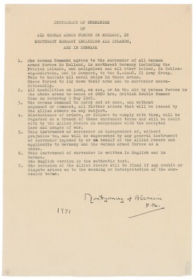 RARE World War II German Instrument of Surrender Signed by Bernard ...
