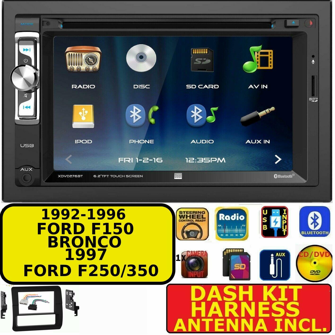 1992-1997 FORD F SERIES & BRONCO CD/DVD BLUETOOTH USB AUX SD CAR RADIO ...