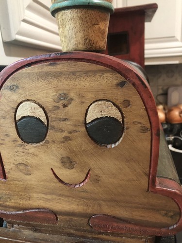 Vintage-Hand-carved heavy Child's Wooden ride-on ride-on Rocking Train ...