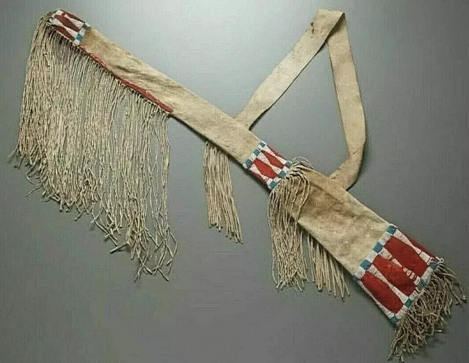 Native American Indian Beaded Rifle Scabbard Sioux Style Suede Leather ...
