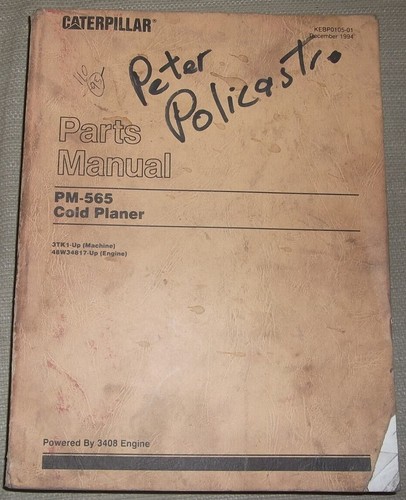 CAT CATERPILLAR PM-565 COLD PLANER PARTS MANUAL BOOK S/N 3TK00001-UP ...