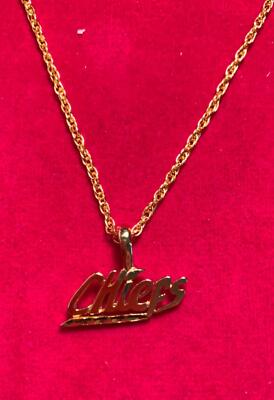 CHIEFS SPORTS TEAM 14KT GOLD PLATED SPARKLE CUT CHARM & 18 INCH ROPE ...