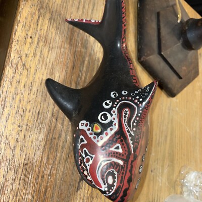 Tribal Painted Ceramic Shark Coin Bank | eBay