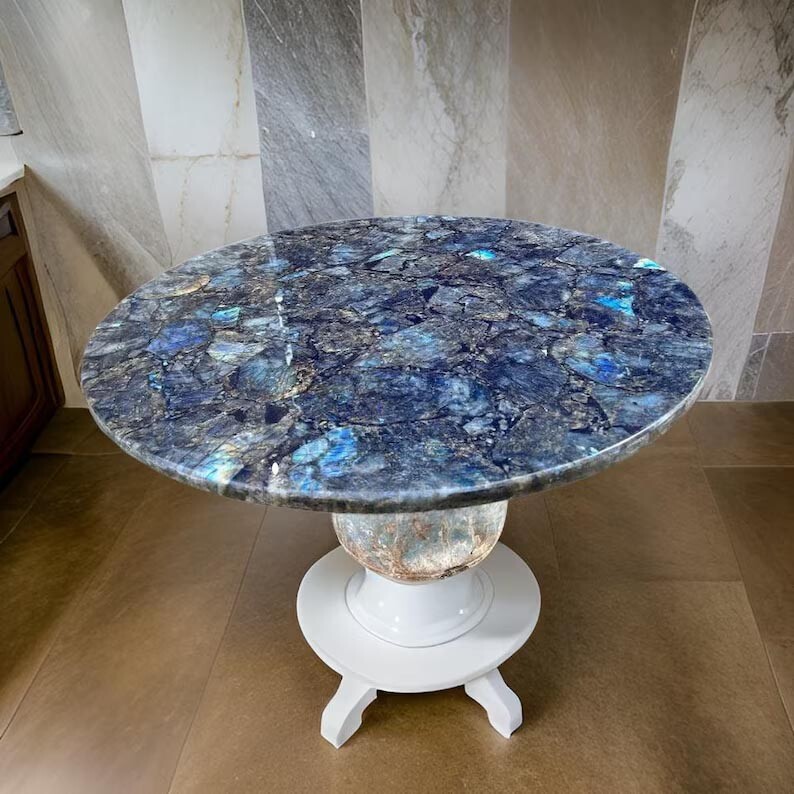 Labradorite Stone Round Coffee Table Top Gemstone Center Table Top ...