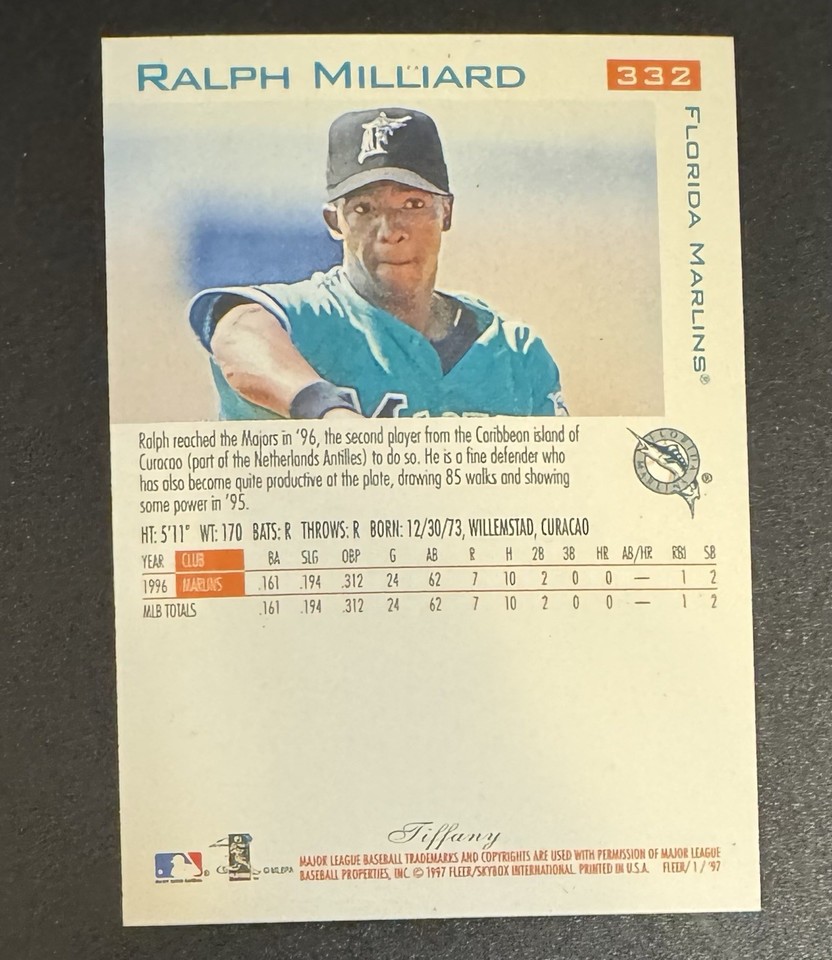 Ralph Milliard 1997 Fleer Tiffany #332 - Florida Marlins | eBay