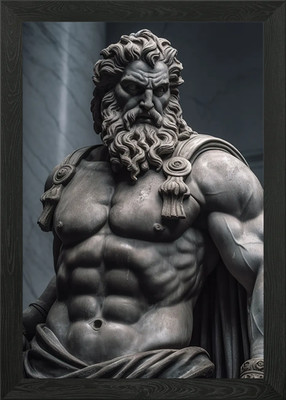 Zeus Statue Watercolor Framed Wall Art Poster Canvas Print Picture ...