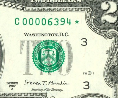 ((STAR - 4 DIGIT)) $2 2017 ((CHOICE CU)) (( 00006394 )) FANCY SERIAL ...