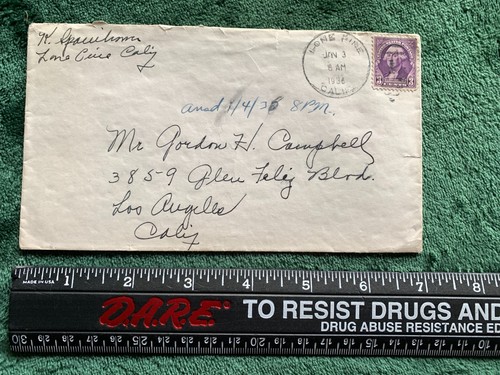 1938 Katherine Spainhower signed envelope Lone PIne ca wife 2 Russell ...