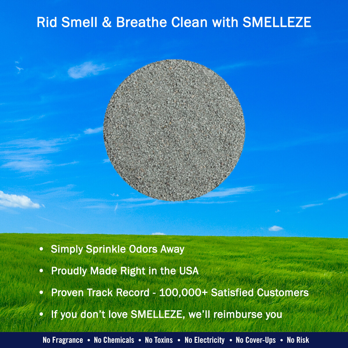 SMELLEZE Natural Trash Smell Removal Deodorizer: 50 lb. Gran. Rids ...