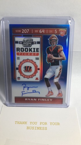 2019 Panini Contenders Optic Ryan Finley Rookie Auto RC 25/75 Blue 136 ...