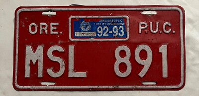 LICENSE PLATES OREGON P U C MSL 891 1992 | eBay