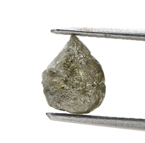 Raw rough diamond 1.52ct brownish gray sparkling natural tear drop ...