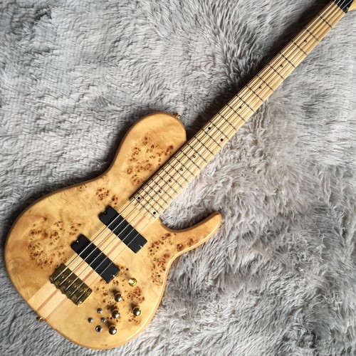 Custom 5-string Electric Bass Guitar Burl Maple Neck Thru Body Free ...