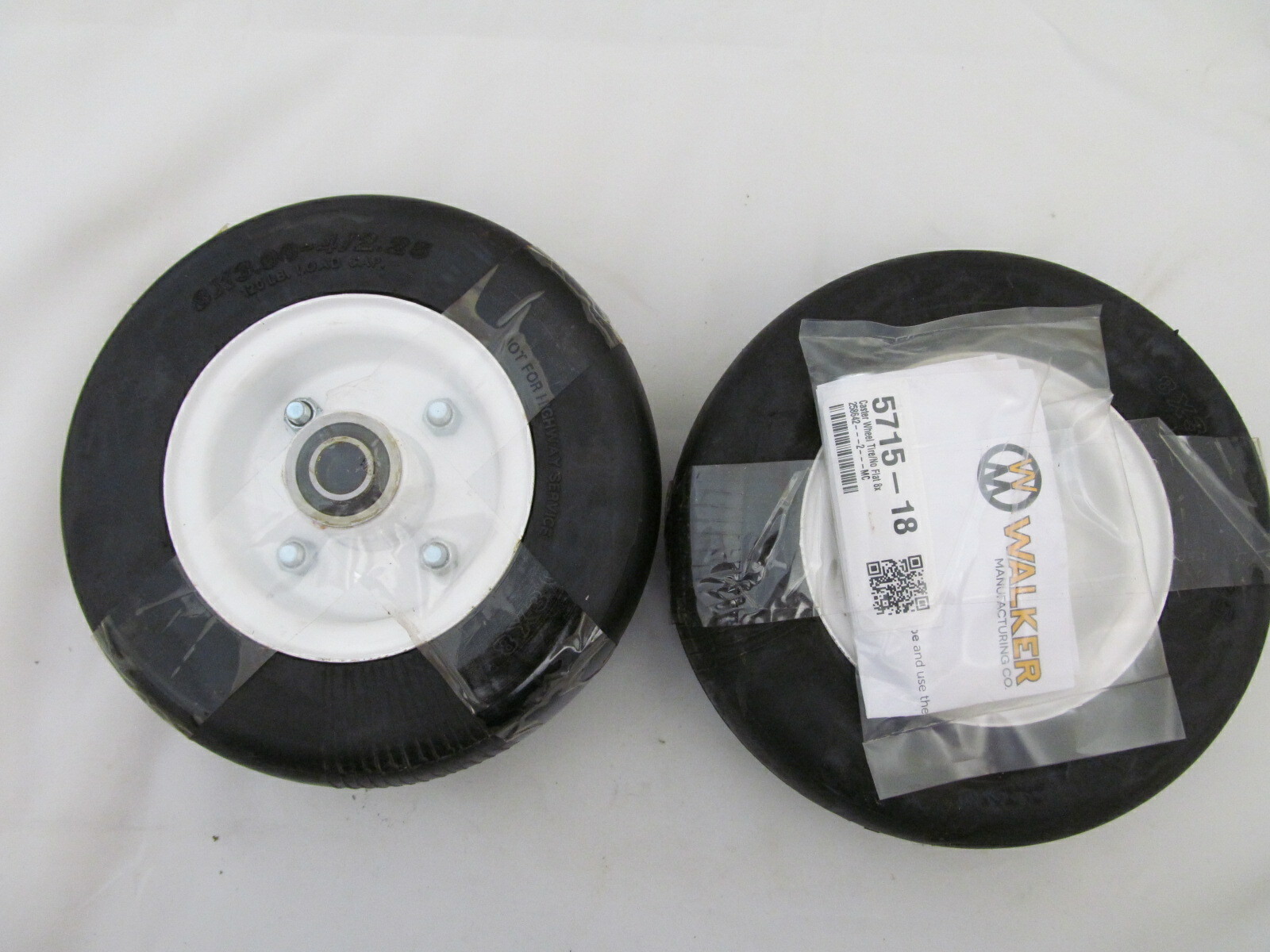 (2) OEM WALKER MOWER PARTS 5715-23 GREASABLE NO FLAT WHEEL ASSEMBLY 8X3 ...
