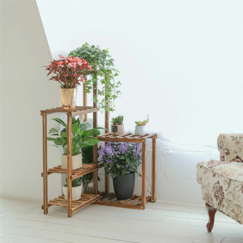 Wooden Corner Plant Stand Flower Rack Holder Storage Bonsai Garden ...